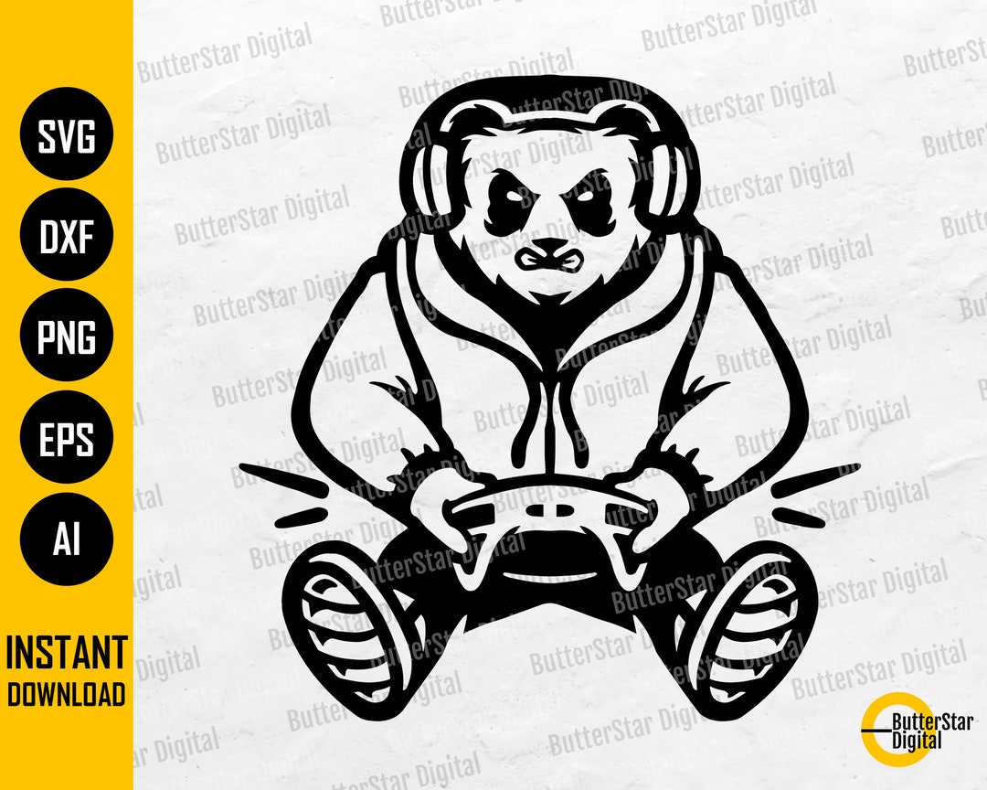 Gamer Panda SVG | Video Games SVG | Gaming T-shirt Decal Sticker Gift ...