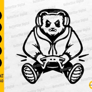 Gamer Panda SVG | Video Games SVG | Gaming T-shirt Decal Sticker Gift ...