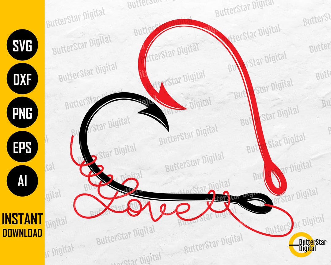 Fishing Love SVG | Fish Hook Heart | Fisherman Shirt Gift Mug Decal ...