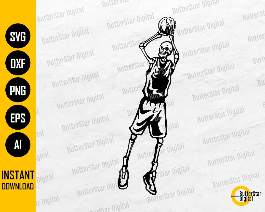 Skeleton Jump Shot SVG | Basketball Player SVG | Shoot Play Fade Away ...