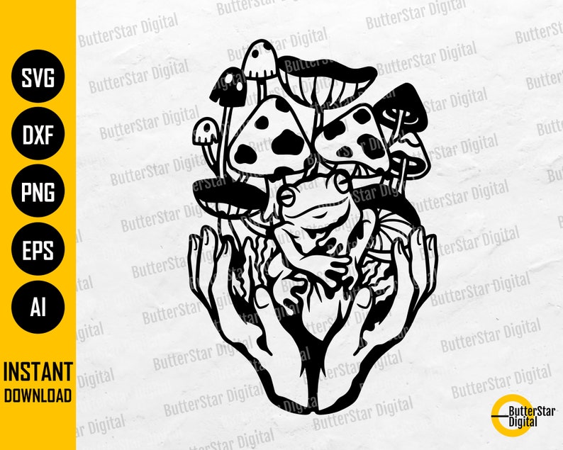 Mushroom Frog SVG | Cute Psychedelic Decal T-shirt Vinyl Stencil ...