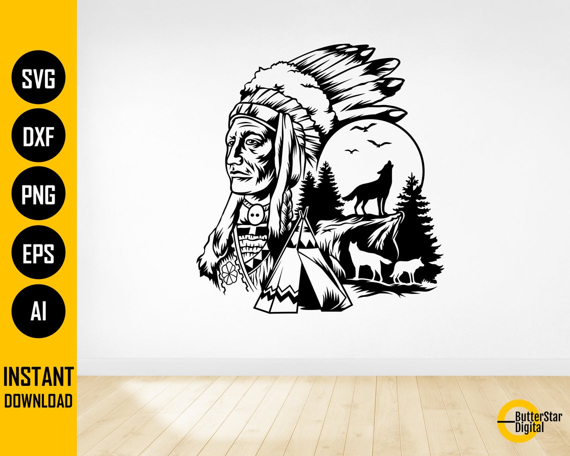 Native American Village SVG Indigenous People SVG Wolf - Etsy
