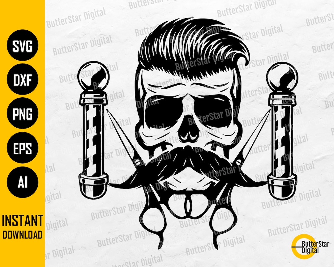 Barber Skull SVG Barber Shop SVG Barbershop SVG Hair Stylist Svg Cricut ...