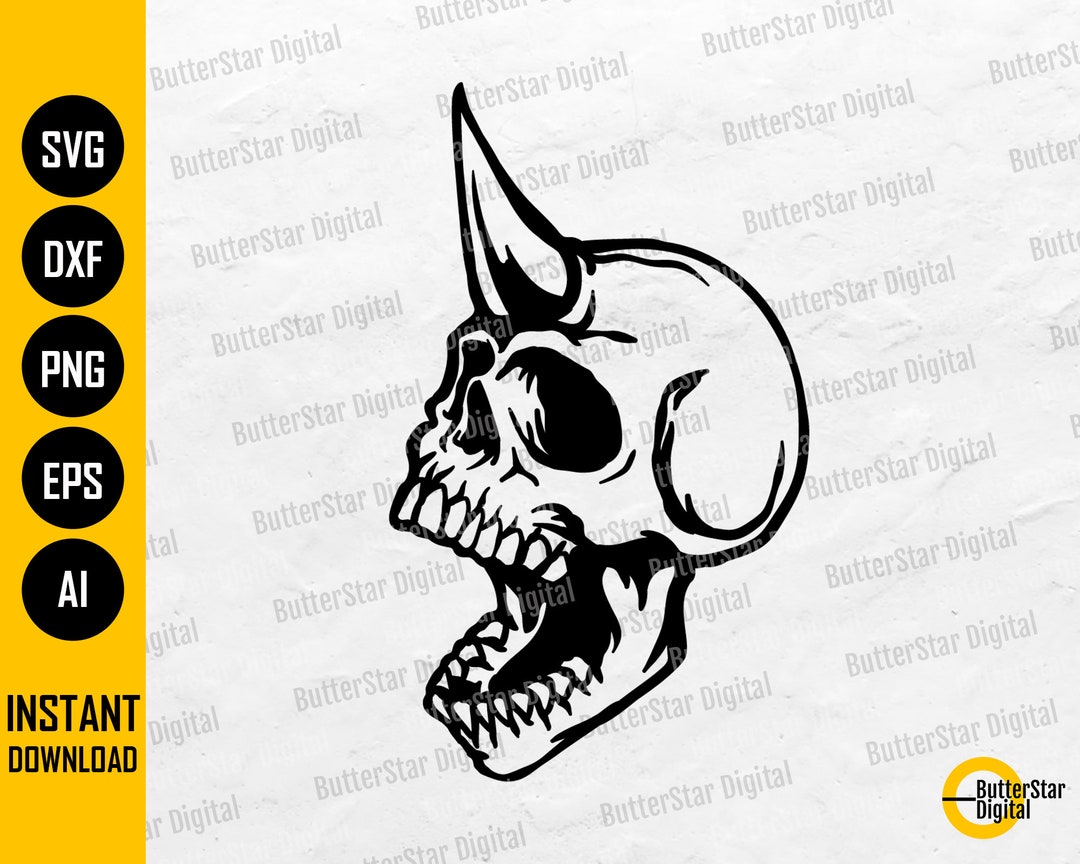 One Horned Skull SVG | Skeleton SVG | Demon SVG | Hell Grave Evil Fear ...