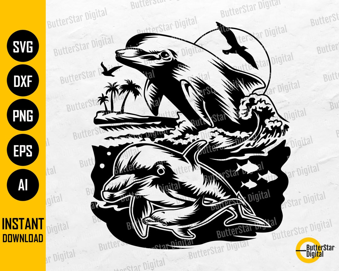 Dolphins SVG | Beach Scene SVG | Ocean Life SVG | Tropical T-shirt ...