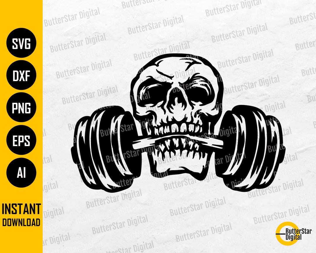 Dumbbell Skull SVG | Gym SVG | Workout T-shirt Decals Graphics | Cricut ...