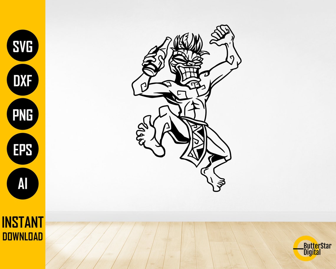 Dancing Tiki Man SVG | Tiki SVG | Party SVG | Fun Hawaiian Tribal Tribe ...