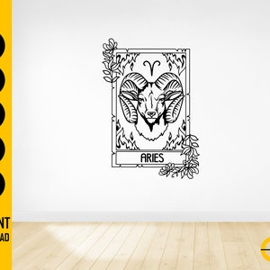 Aries Zodiac Card SVG | Star Sign T-shirt Decal Vinyl Wall Art Tee ...