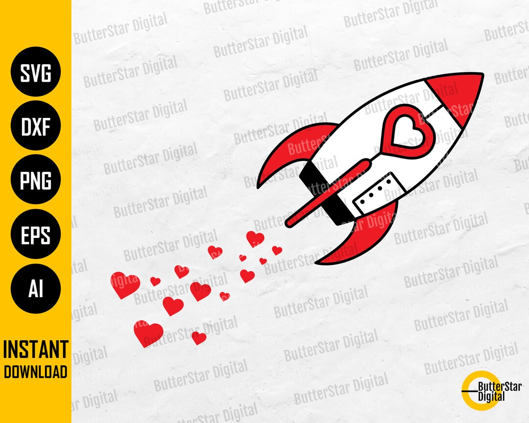 Love Rocket SVG Cute Spaceship Card Gift Decor Decal T-shirt Sticker ...