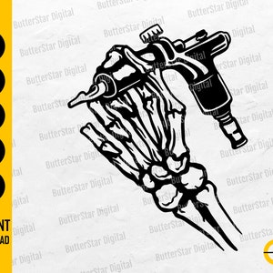 Skeleton Hand With Tattoo Gun SVG | Tattoo Artist Machine Shop Studio ...