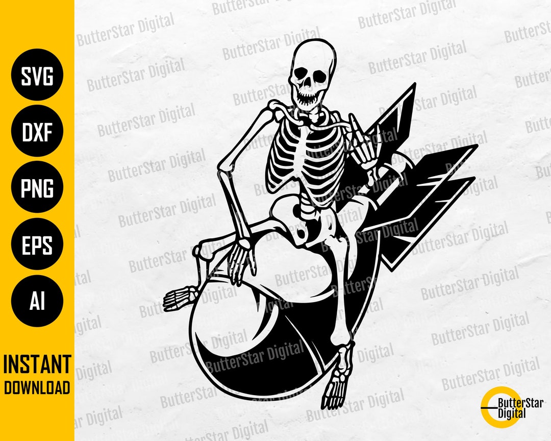 Skeleton Riding Bomb SVG | Boom SVG | Funny Skull T-shirt Decal Sticker ...