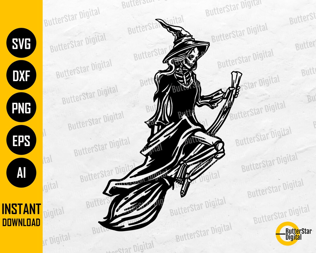 Witch Skeleton SVG Witch's Broom SVG Halloween Monster SVG Cricut Cut ...