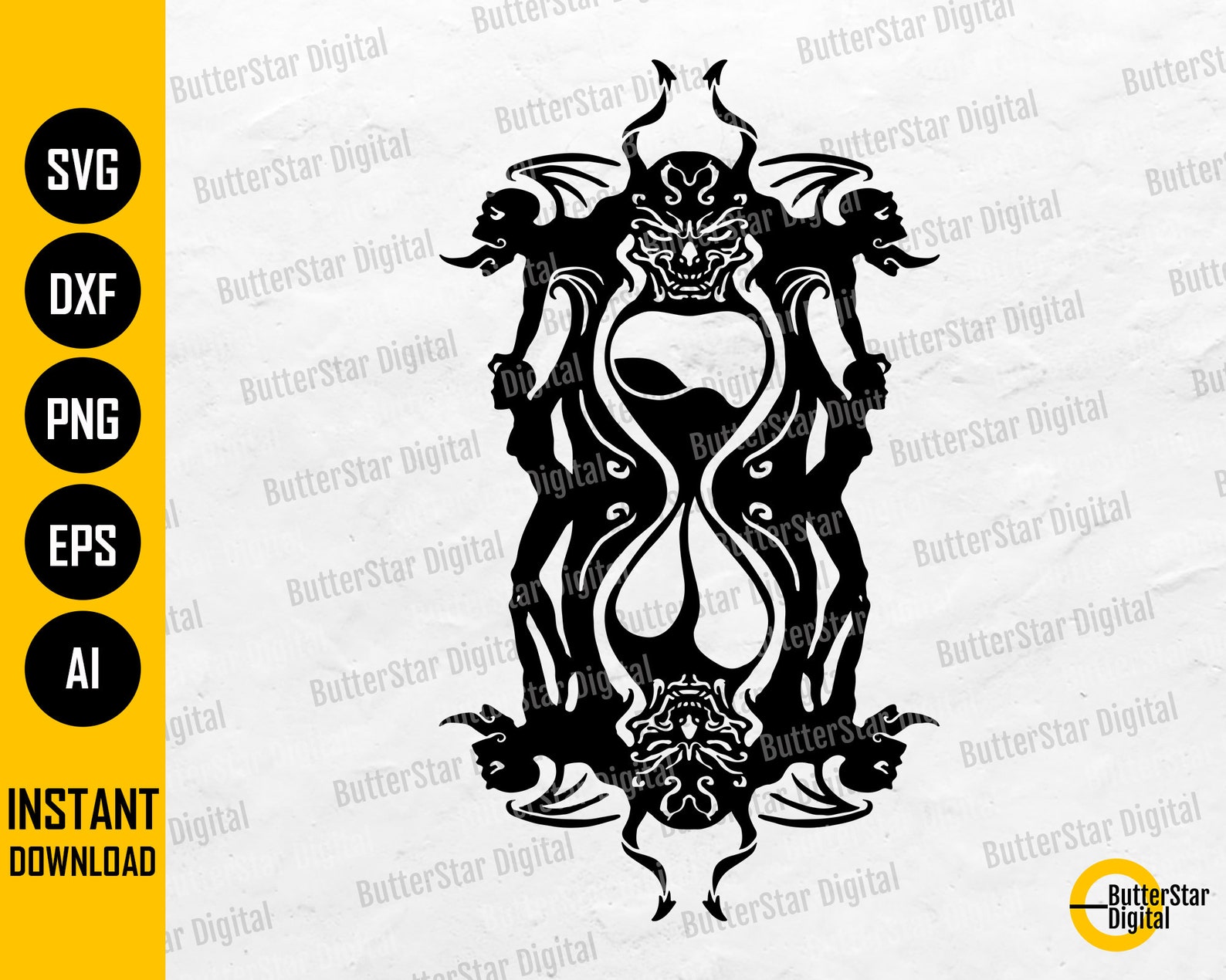 Demon Hour Glass SVG | Sand Hourglass SVG | Gothic Shirt Tattoo Wall ...
