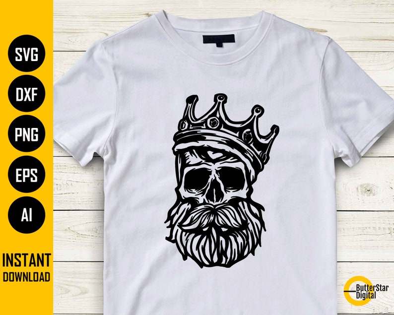Bearded Skull King SVG Your Highness SVG Gothic Skeleton | Etsy