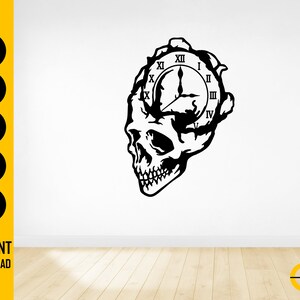 Skull Clock SVG | Time SVG | Goth Wall Art Decal Tattoo T-shirt Sticker ...