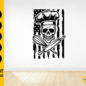 US Baker Skull SVG | American Baking T-shirt Decal Sticker Stencil ...