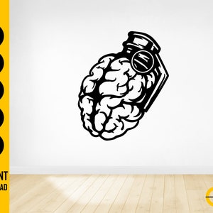 Brain Grenade SVG | Weapon SVG | Military T-shirt Decal Tattoo Graphics ...
