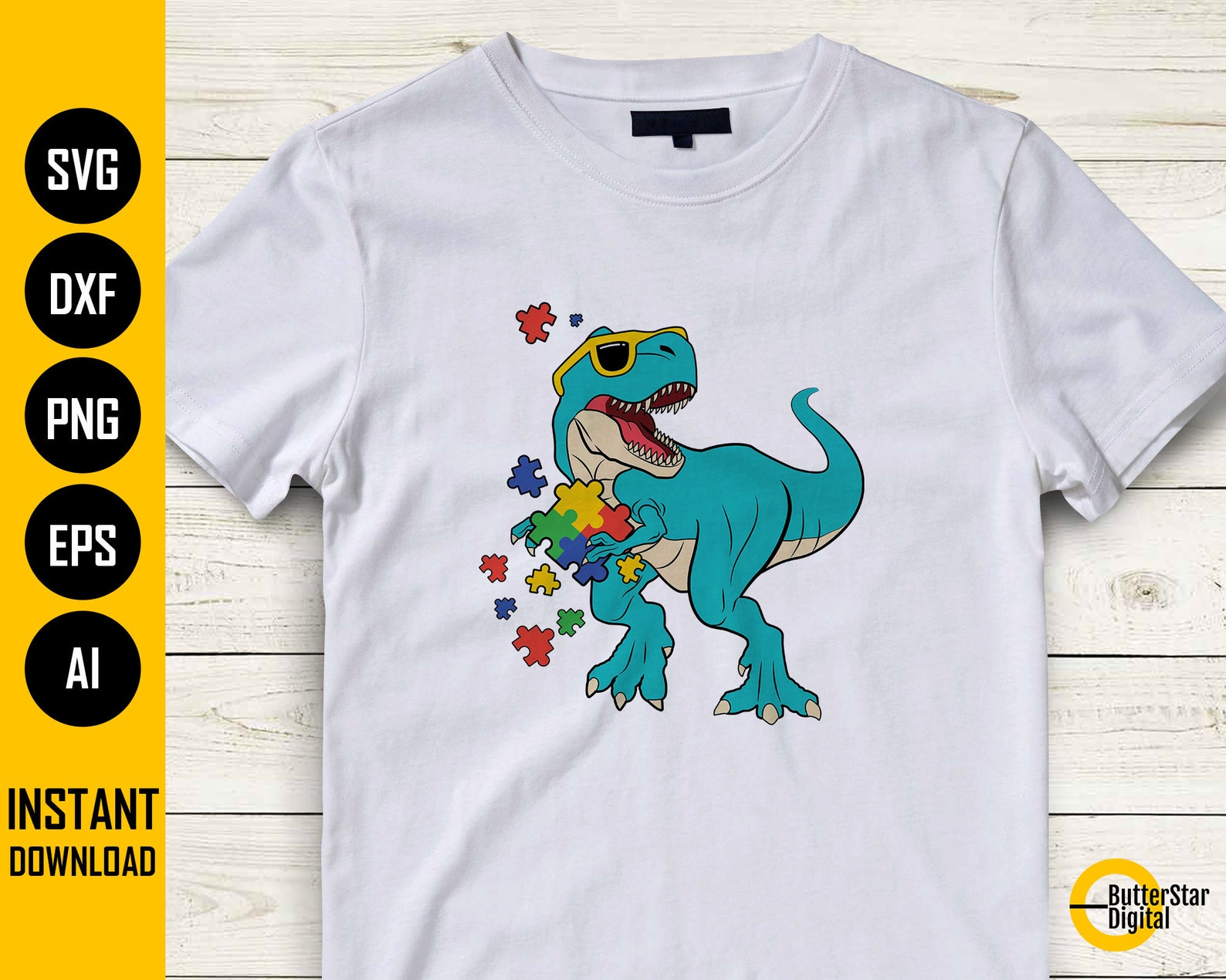 Autism Dinosaur SVG | Autism Awareness SVG | Cute Cool Puzzle Dino SVG ...