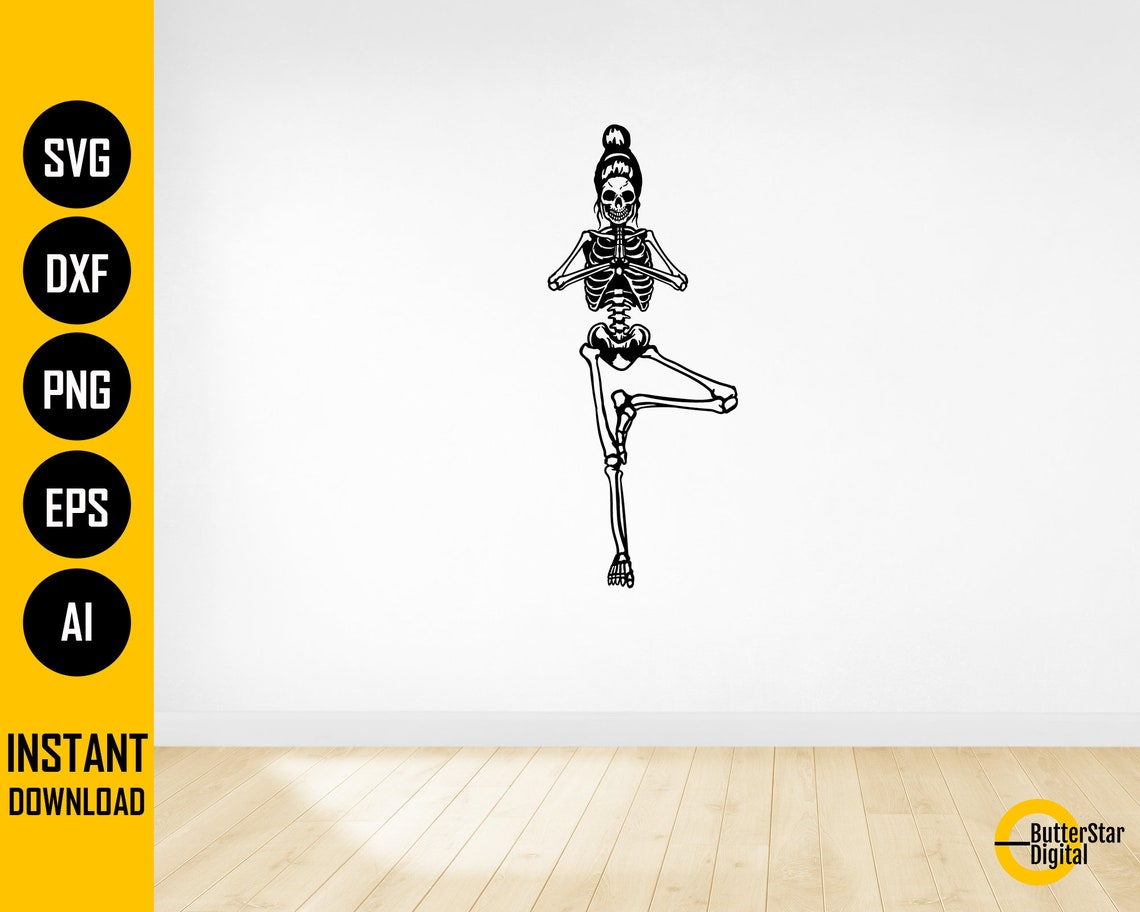 Yoga Tree Pose Skeleton SVG | Pilates SVG | Meditation T-shirt Decal ...