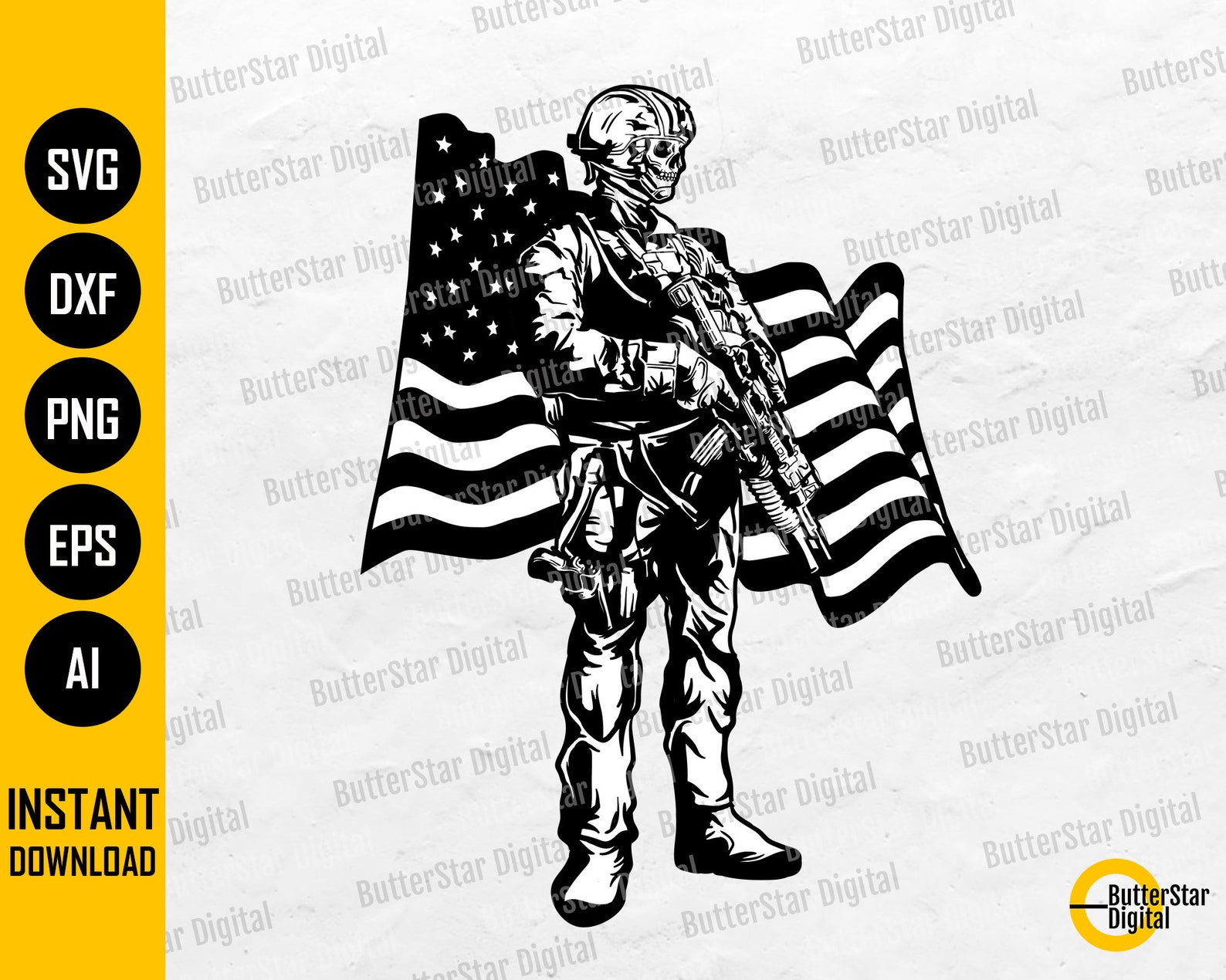 American Soldier Skeleton Svg US Military Svg US Army - Etsy