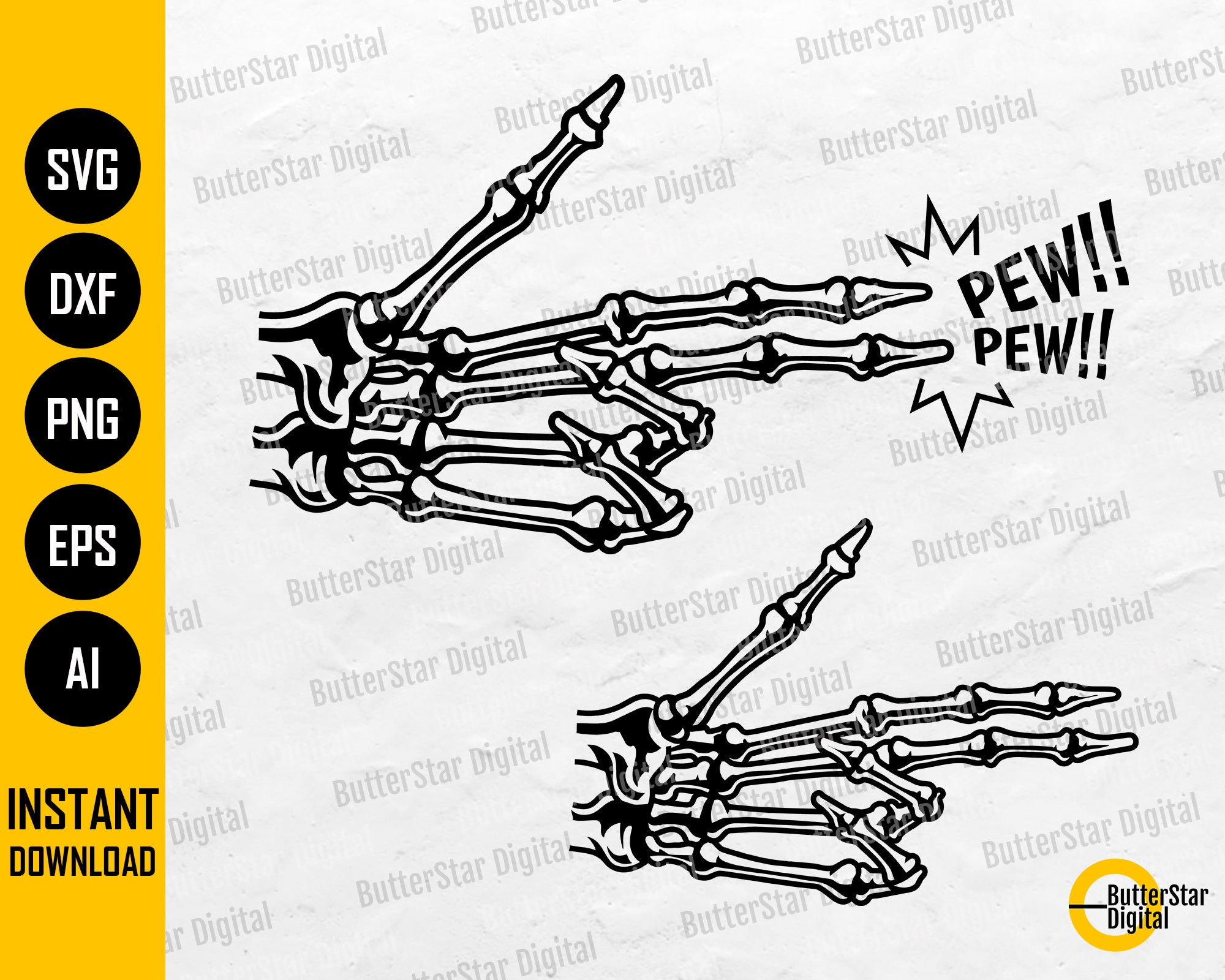 Skeleton Finger Gun SVG Pew Pew SVG Hand Sign Gesture - Etsy Canada