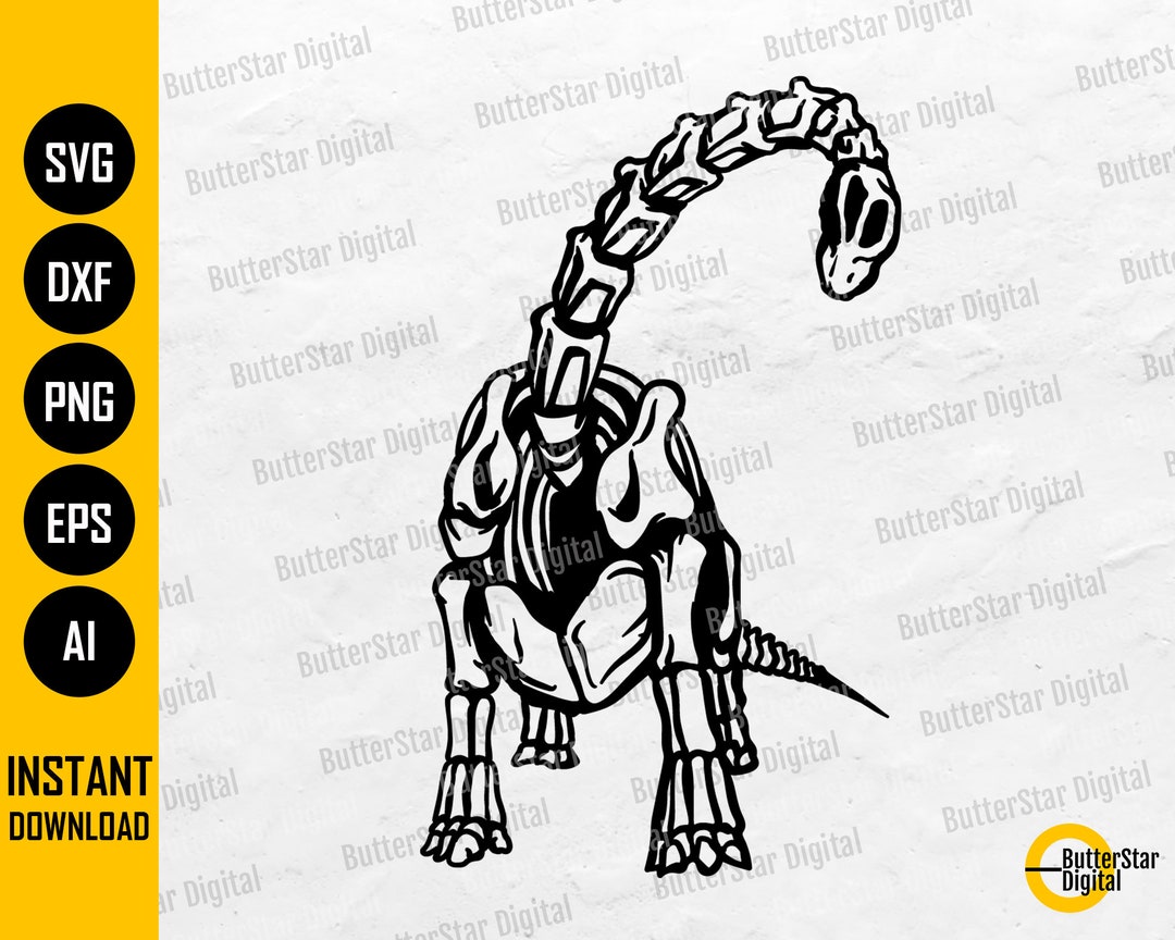 Skeleton Brachiosaurus Dinosaur SVG | Long Neck Dino SVG | Prehistoric ...