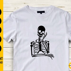 Bored Skeleton SVG | Funny Gothic Decal T-shirt Graphics | Cricut Cut ...