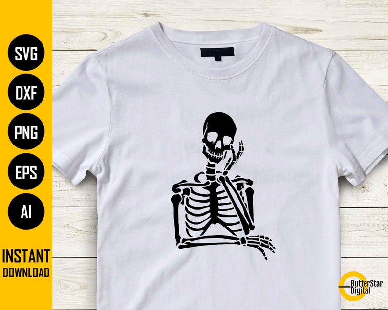 Bored Skeleton SVG | Funny Gothic Decal T-shirt Graphics | Cricut Cut ...