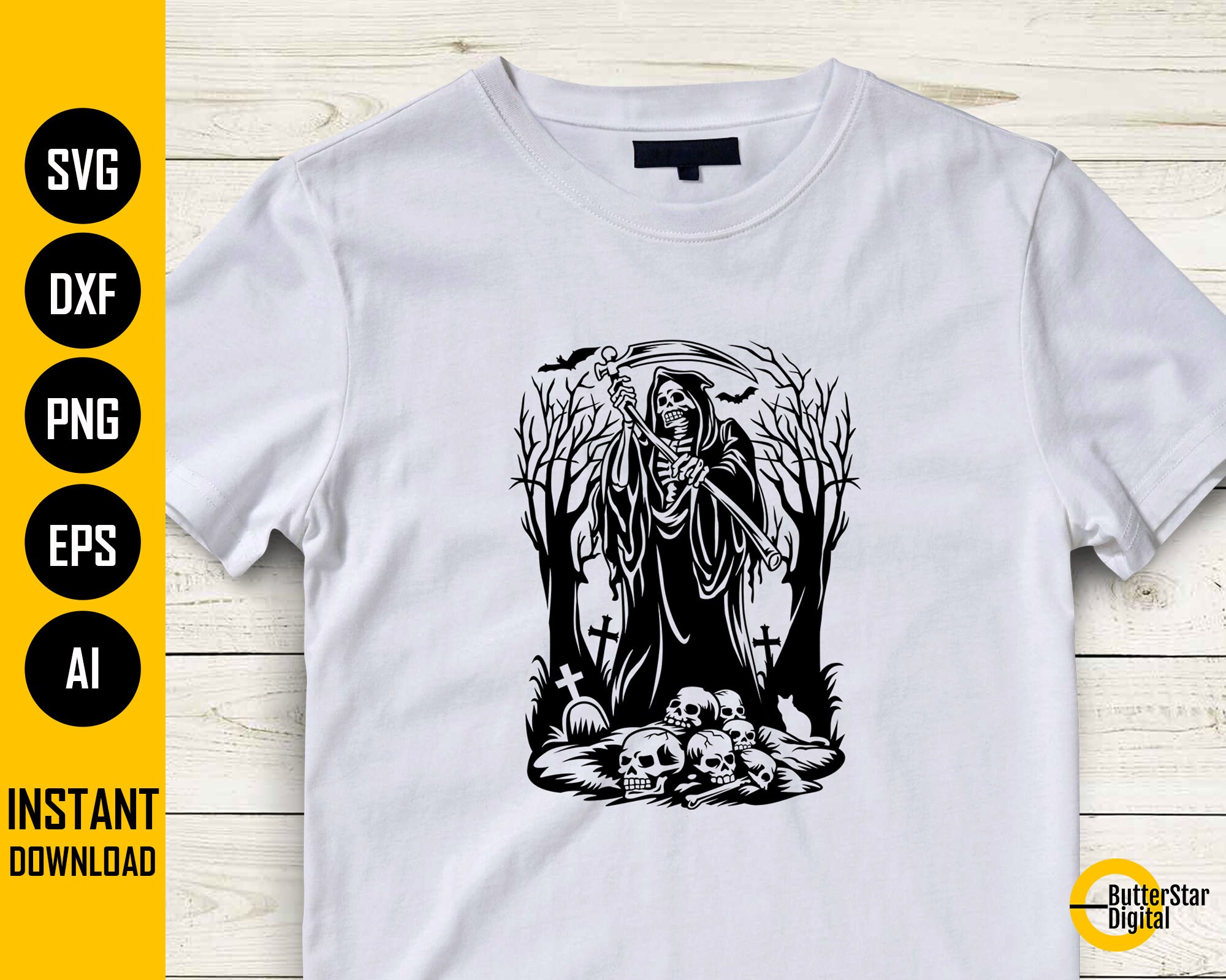 Muerte SVG / Grim Reaper SVG Camiseta Calcomanía Vinilo Stencil ...