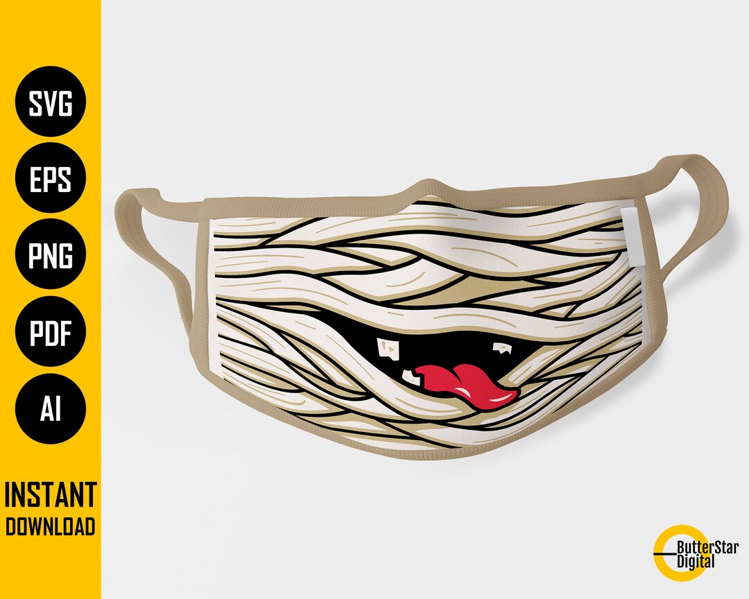 Mummy Face Mask SVG | Halloween Facemask | Monster Mouth Cover | Cricut ...