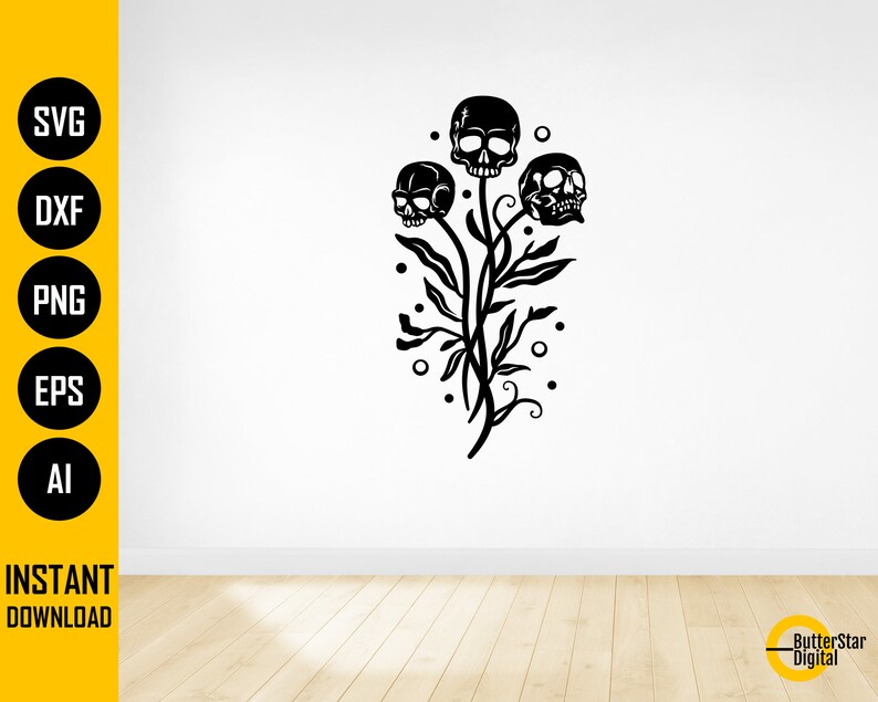 Flower Skulls SVG Death SVG Gothic Floral Decals T-shirt - Etsy