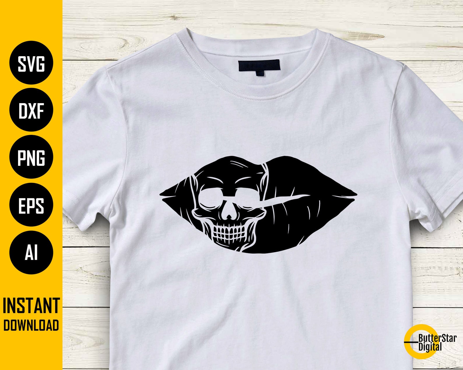 Lips Skull SVG | Kiss SVG | Mouth SVG | Gothic Decal T-shirt Sticker ...