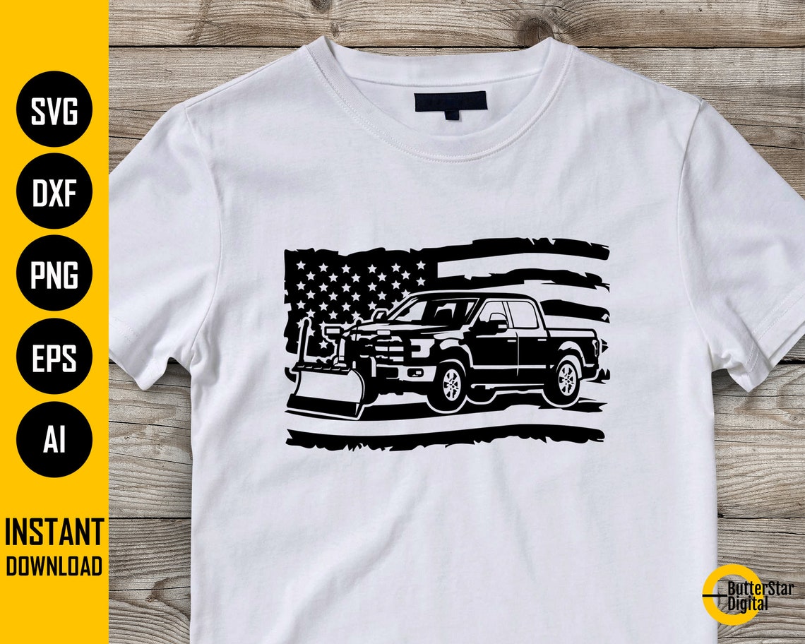 US Snow Plow Truck SVG USA Flag Winter T-shirt Sticker | Etsy
