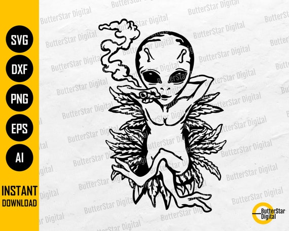 Alien Chillin' Smoking Weed SVG Smoke Marijuana SVG - Etsy
