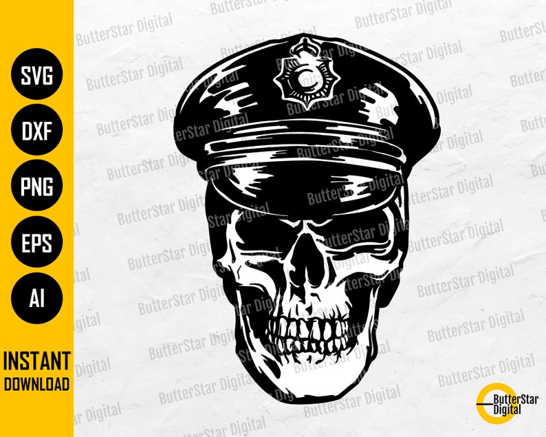 Cop Skull SVG | Skeleton Police SVG | Police Force T-shirt Vinyl Decals ...