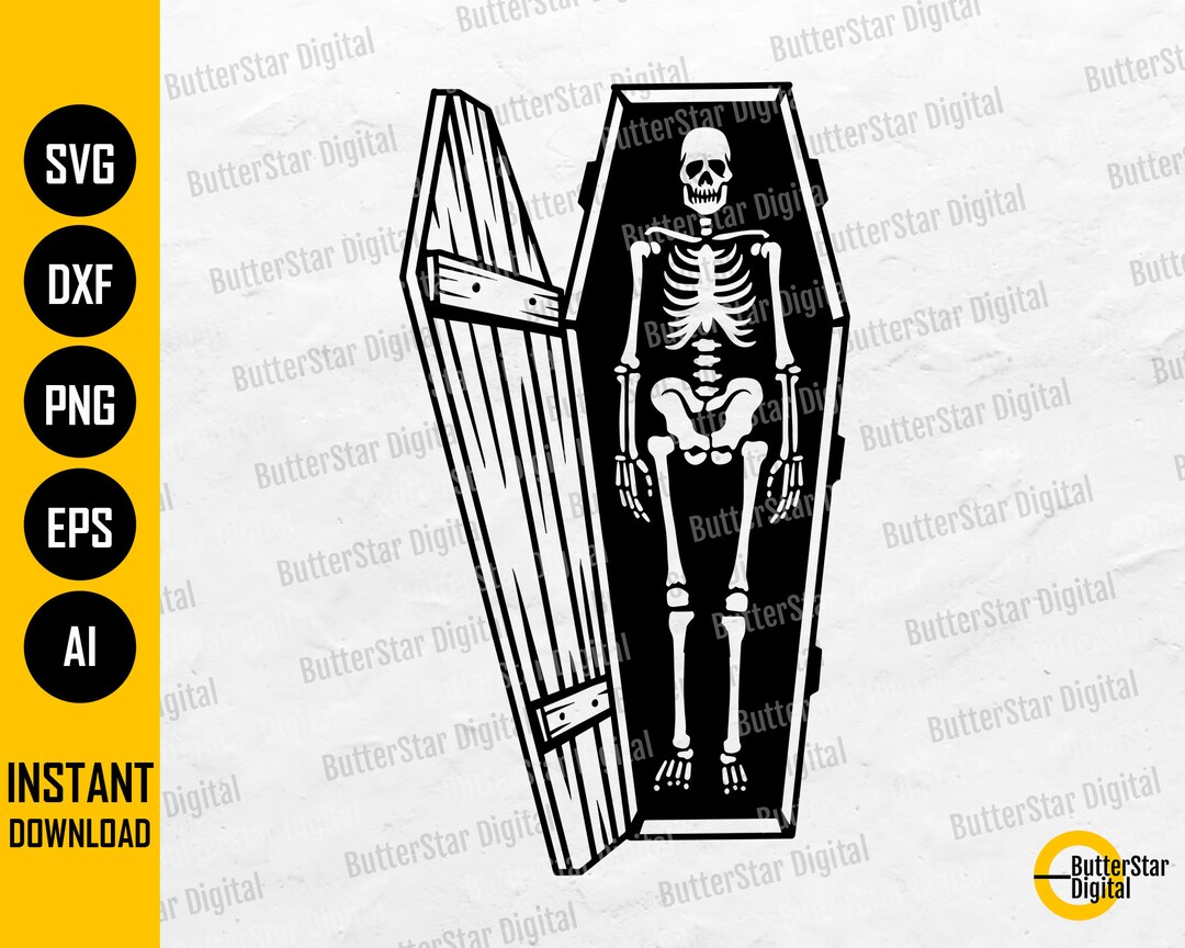 Skeleton in Casket SVG Dead Person SVG Death Grave Funeral Remains ...