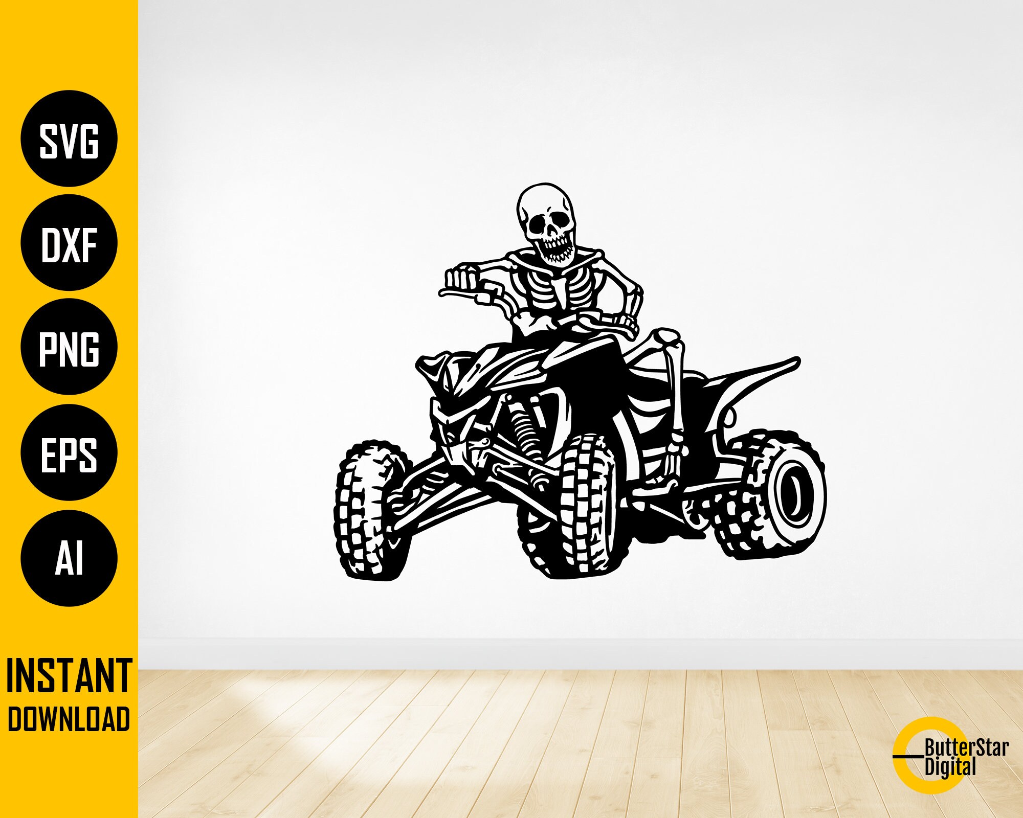 Quad Riding Skeleton SVG | Quad Bike SVG | All Terrain Vehicle Svg ...