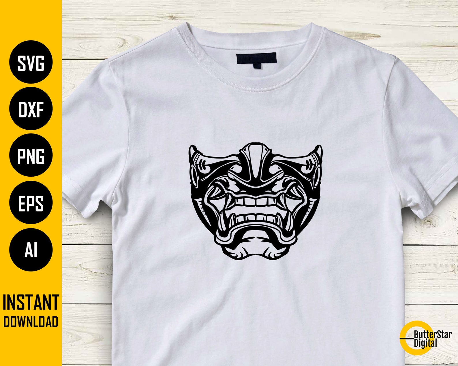 Half Hannya Mask SVG Half Oni Mask SVG Samurai Svg Japanese Svg Cricut ...