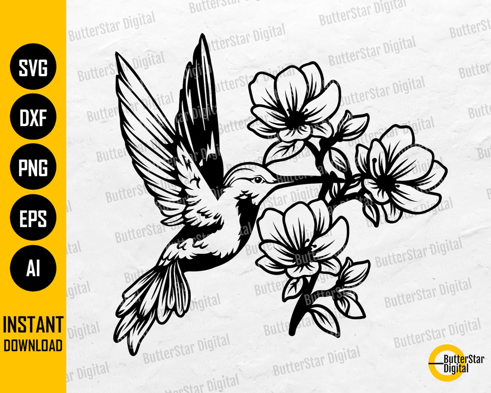 Hummingbird Flowers SVG Florals SVG Wild Animal SVG Cricut Cut Files ...