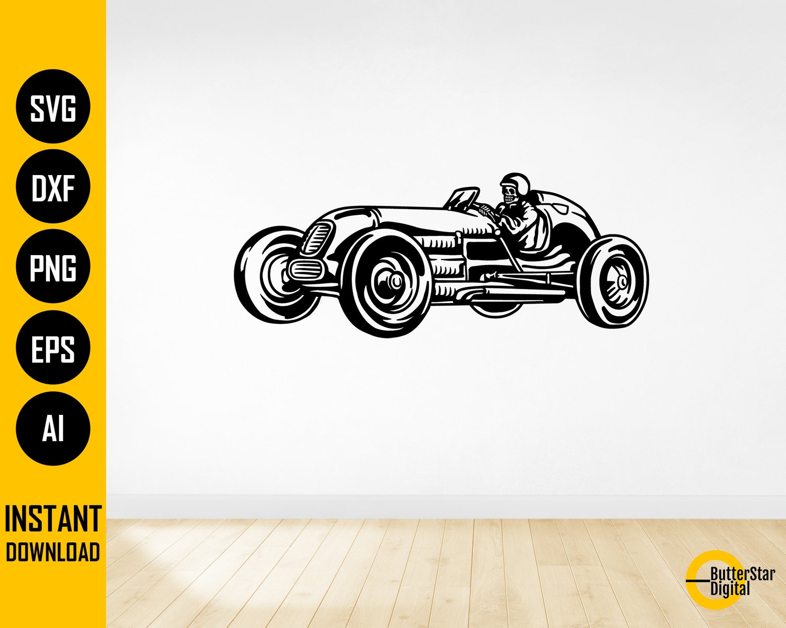 Skeleton Vintage Car Racer SVG | Retro Racing SVG | Racecar SVG ...