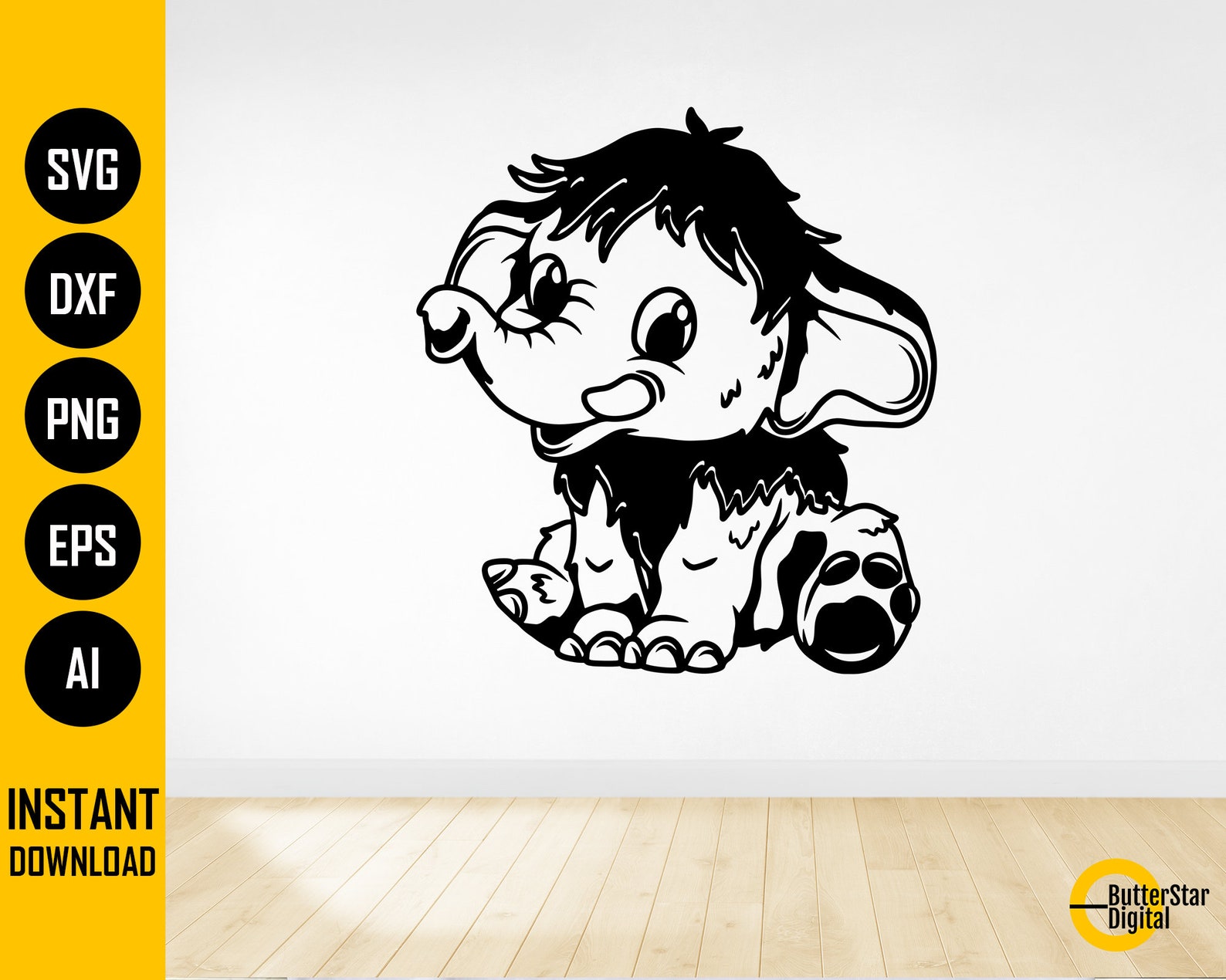Cute Baby Woolly Mammoth SVG | Mastadon SVG | Ice Age SVG | Winter Svg ...