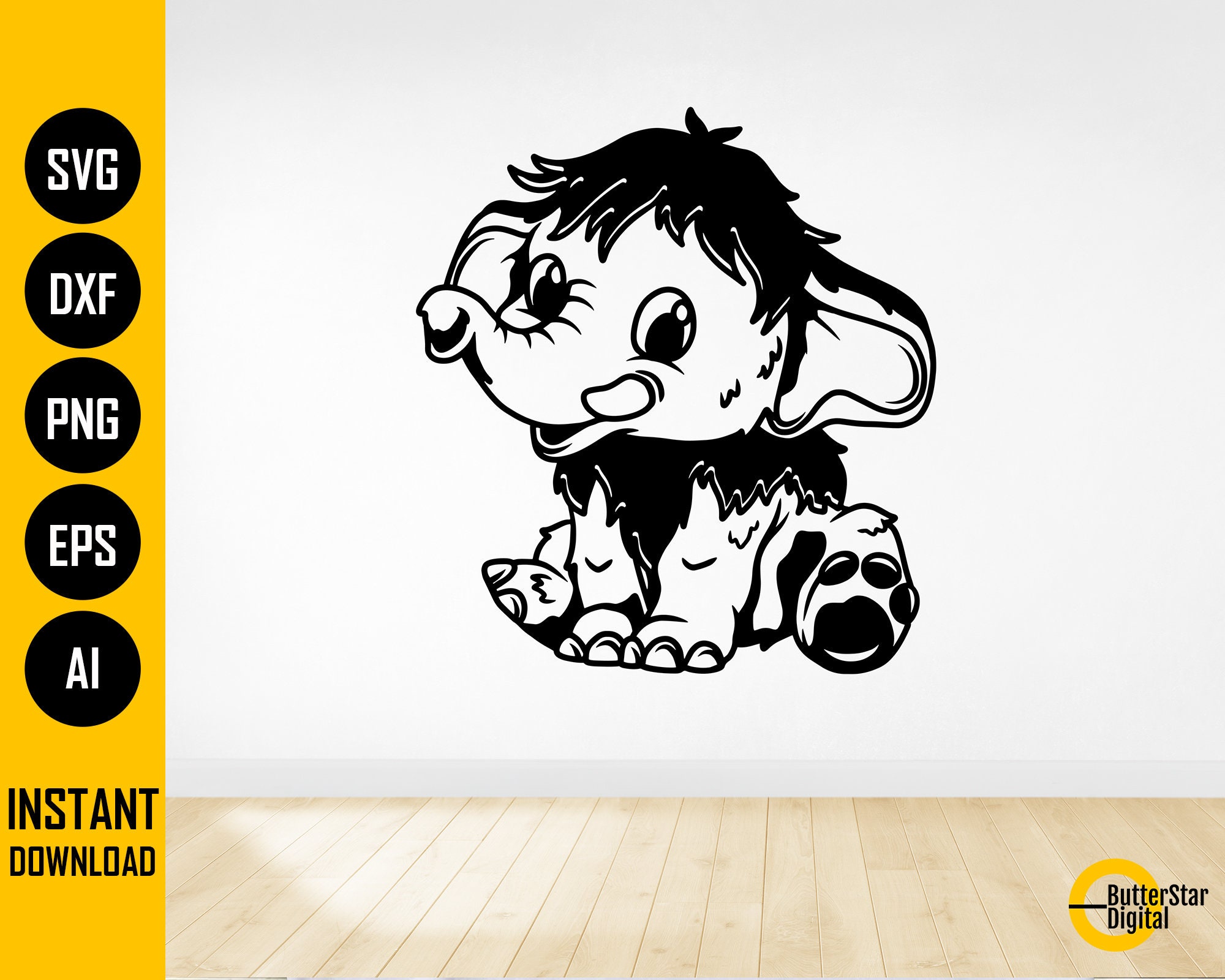 Lindo bebé mamut lanudo SVG / Mastadon SVG / Ice Age SVG / - Etsy México