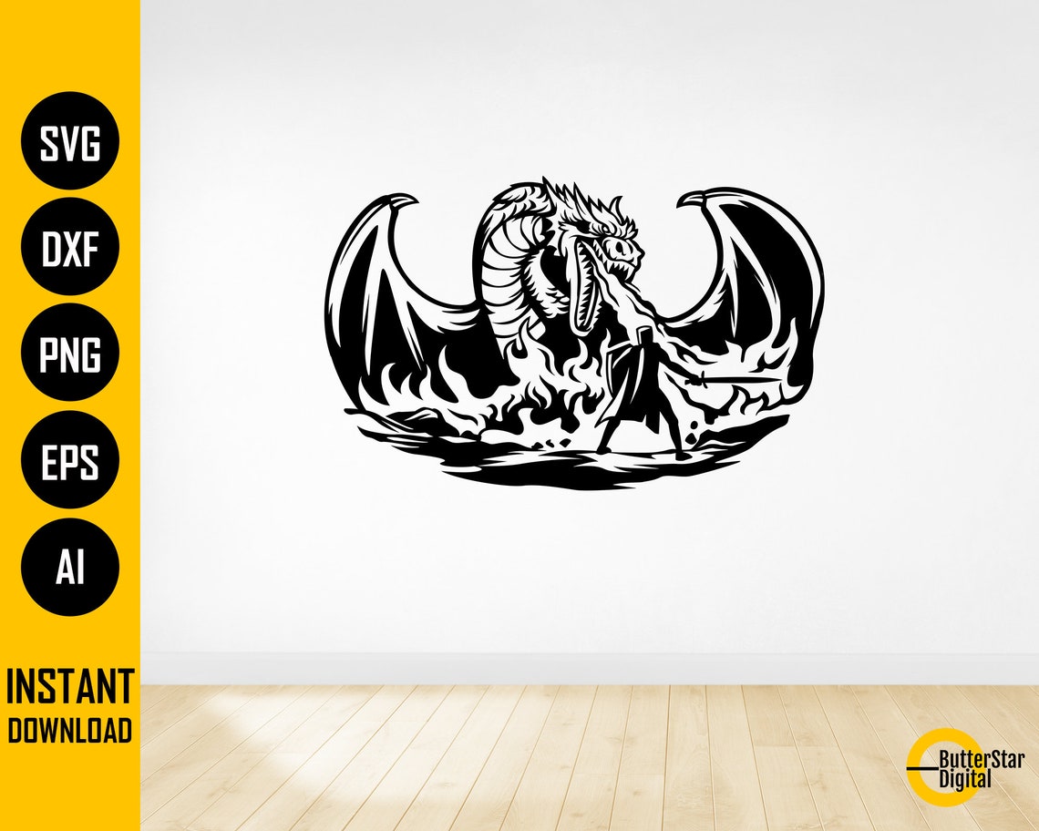 Dragonslayer SVG Fire Breathing Dragon SVG Knight SVG - Etsy