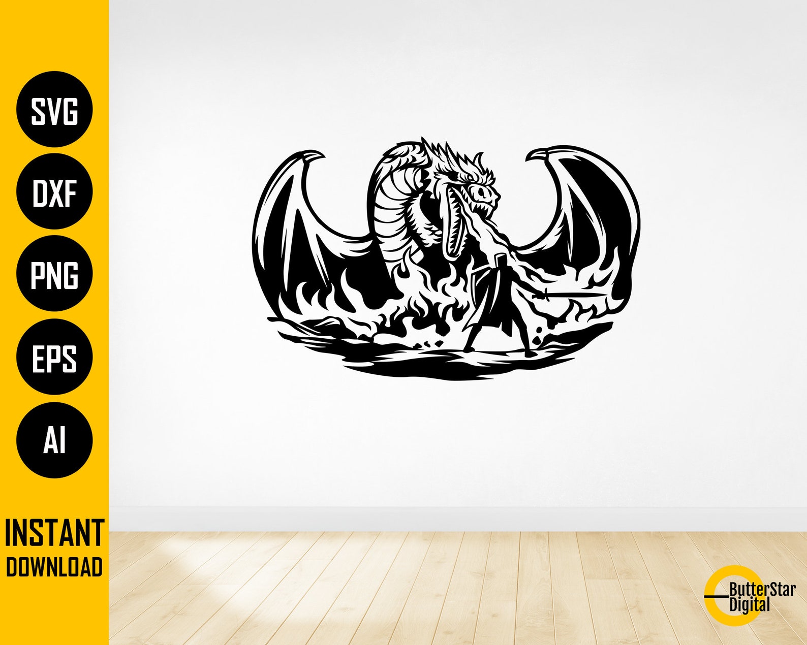 Dragonslayer SVG Fire Breathing Dragon SVG Knight SVG - Etsy Australia