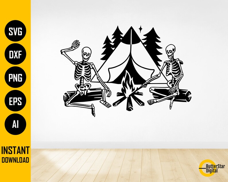 Camping Skeletons SVG | Happy Campers SVG | Camp T-shirt Graphics Decal ...