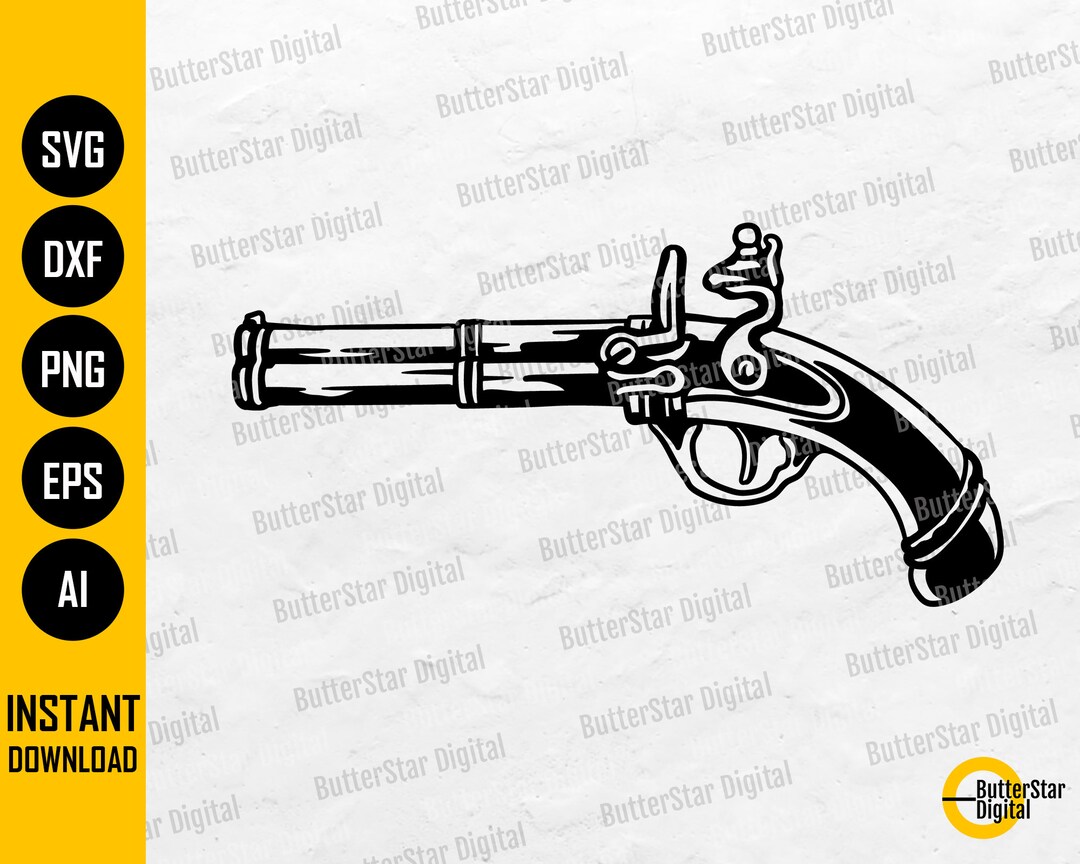 Flintlock Pistol SVG Vintage Handgun SVG Firearm SVG Weapon Fire Kill ...