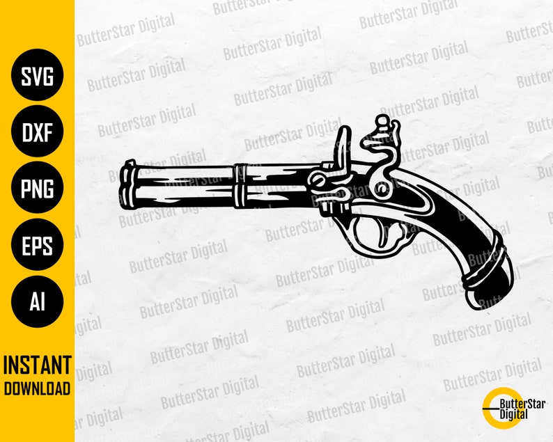 Flintlock Pistol SVG Vintage Handgun SVG Firearm SVG - Etsy