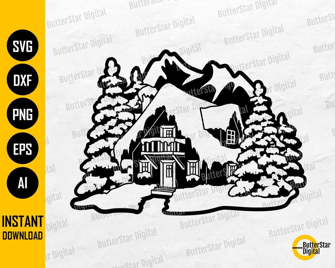 Winter Cabin SVG Mountains SVG Vacation House SVG | Etsy