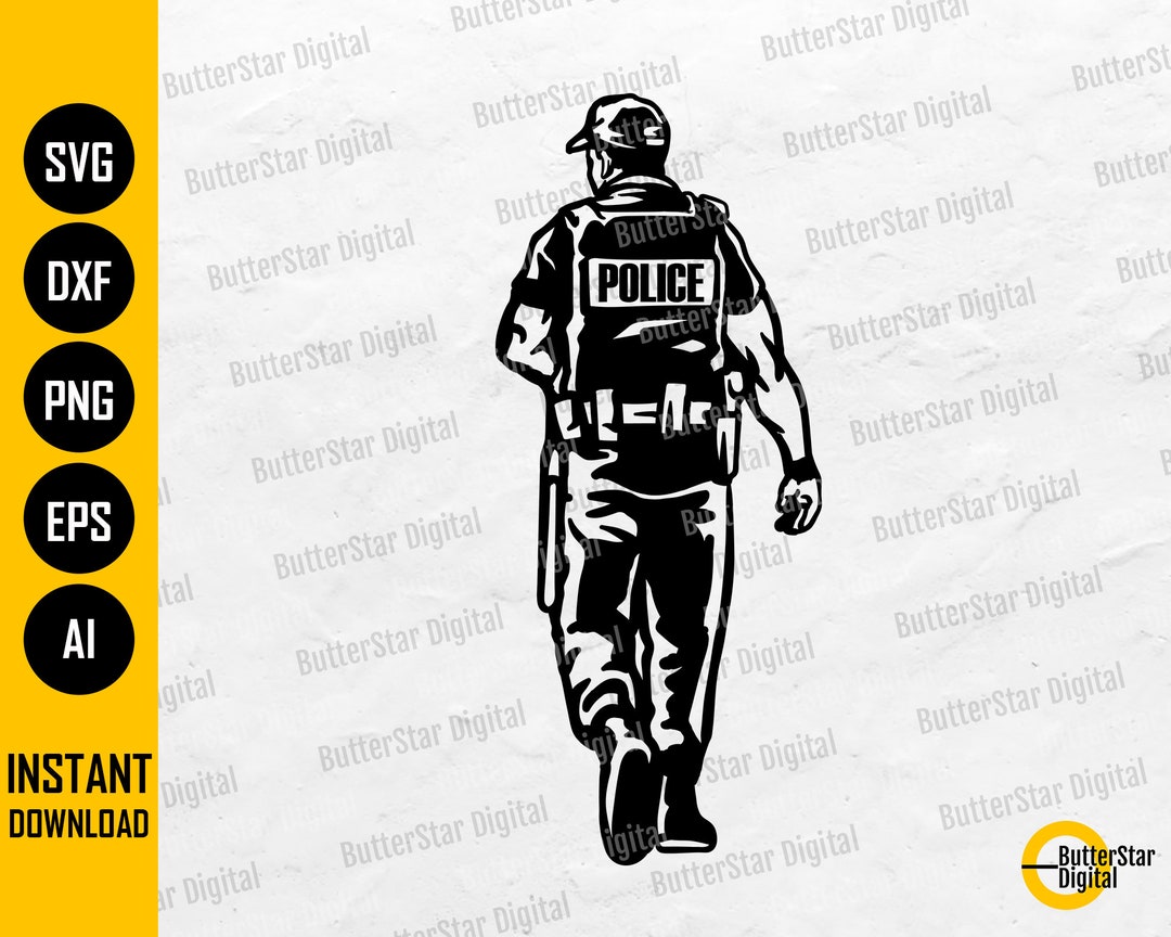Walking Police Officer SVG | Cop T-shirt Vinyl Stencil Graphics ...