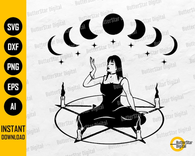 Witch SVG Pentagram SVG Gothic SVG Pagan Svg Ritual - Etsy